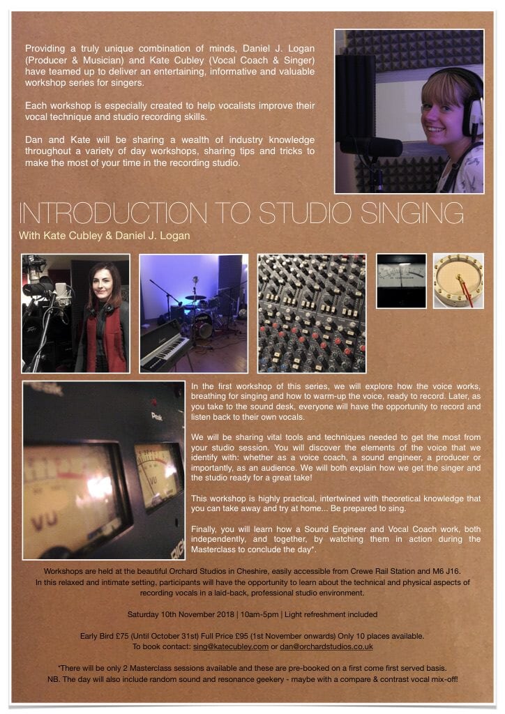 Introduction to Studio Singing Workshop: – Fox Barn Studios